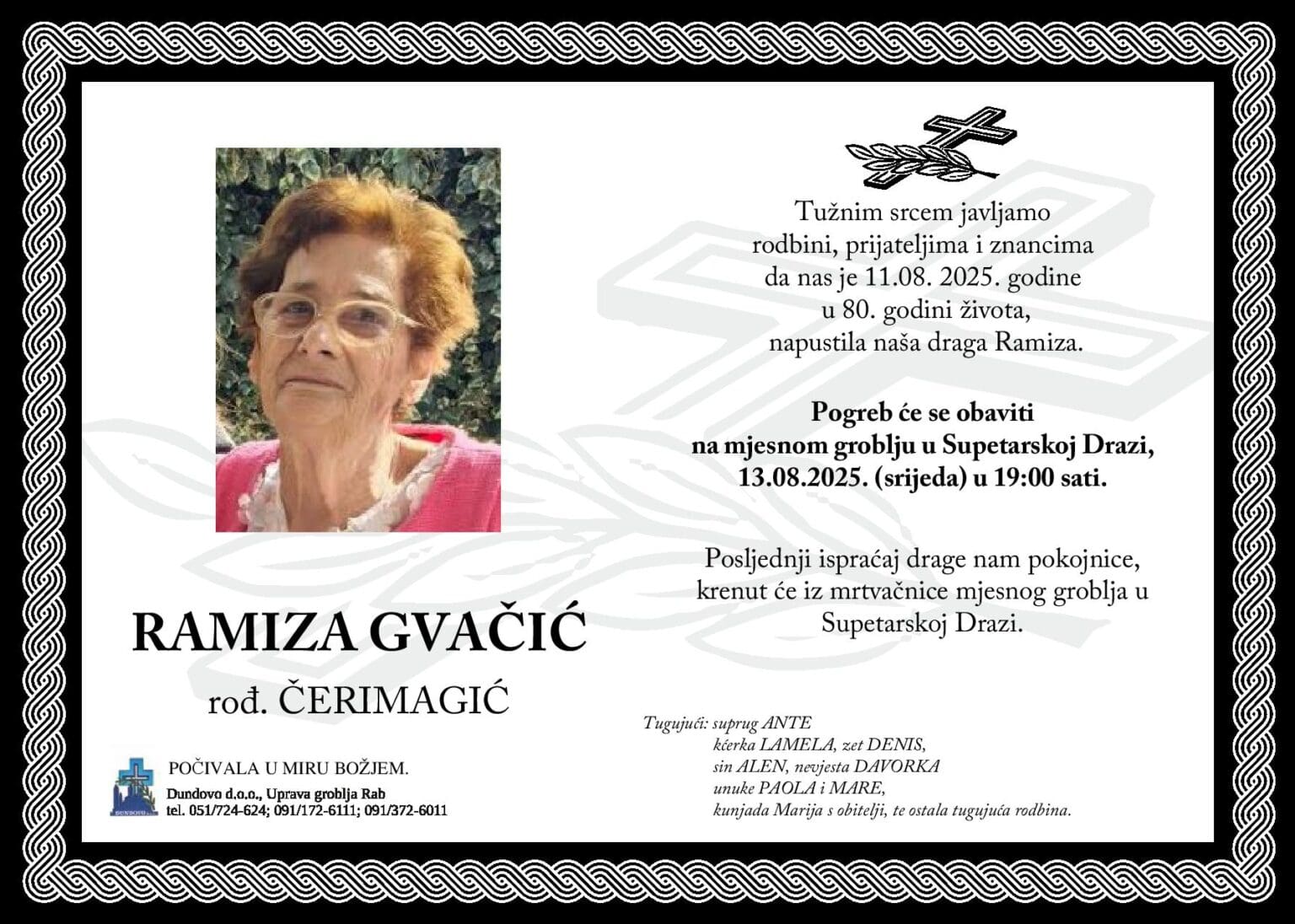 RAMIZA GVAČIĆ rođ. Čerimagić | Rab Danas