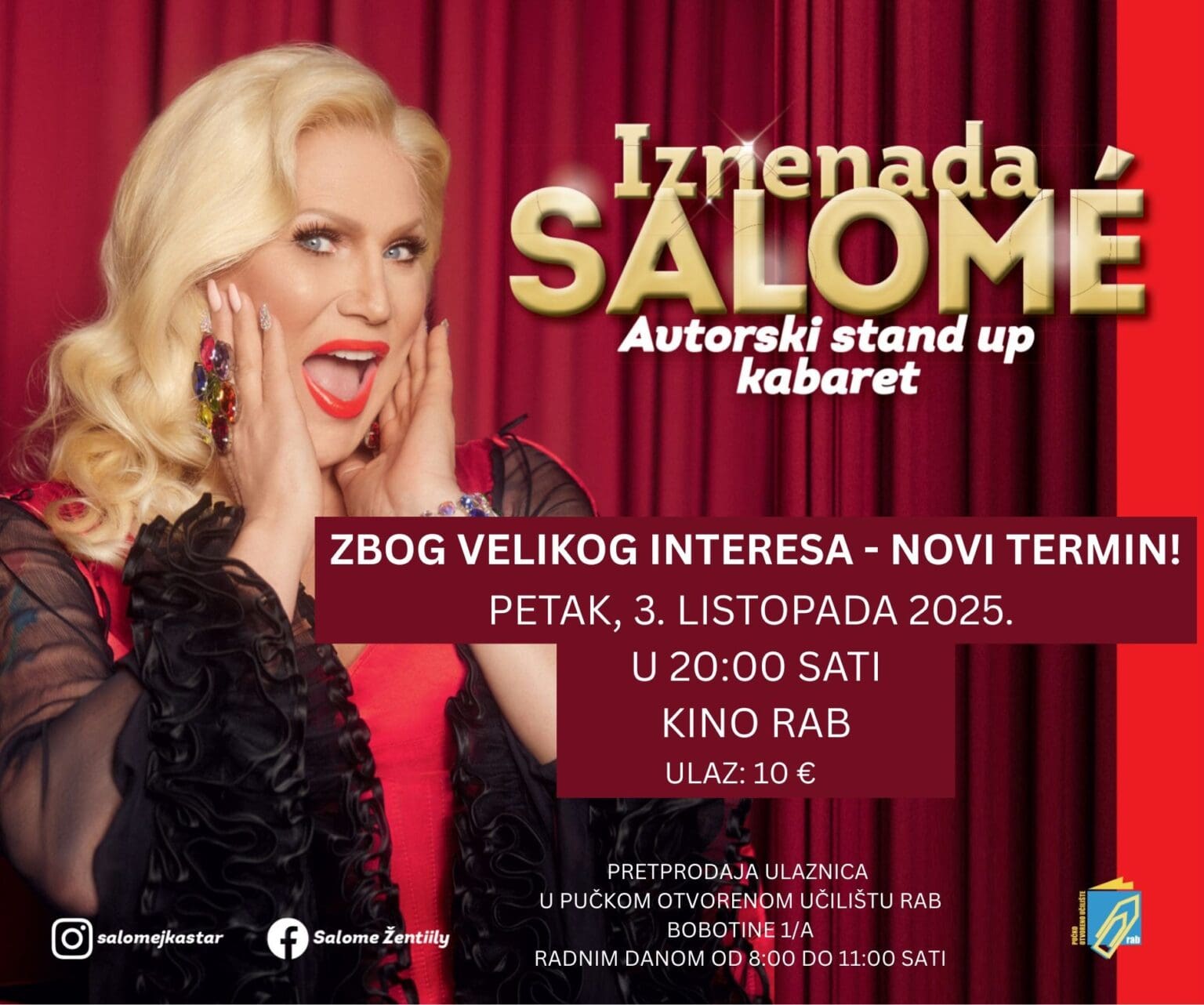 Zbog velikog interesa dodan novi termin cabareta “Iznenada Salome”! | Rab Danas